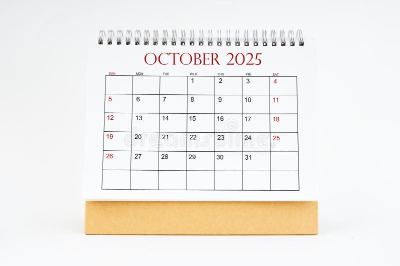 October 2025 Desktop Calendar Isolated on White Background, Planing ...
