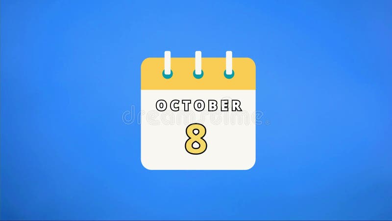 October 8 Dynamic Digital Date Reveal Calendar Animation Stock Footage ...