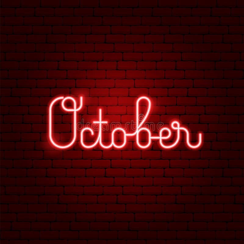 October Fall Neon Month Lettering Stock Illustration - Illustration of ...
