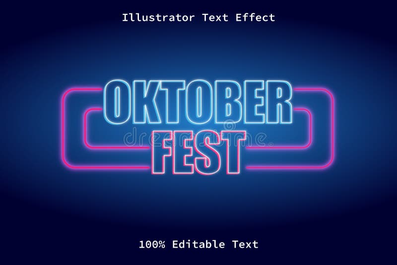 October Fest with Neon Light Style Editable Text Effect Stock Vector ...