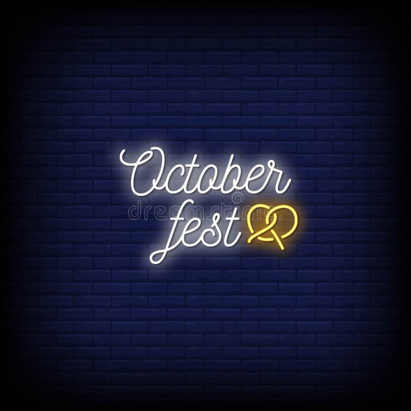 October Fest Neon Signs Style Text Vector Stock Vector - Illustration ...