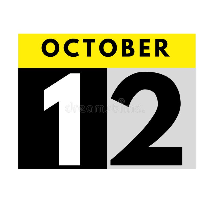 October 12 . Flat daily Calendar Icon .date ,day, Month Stock ...
