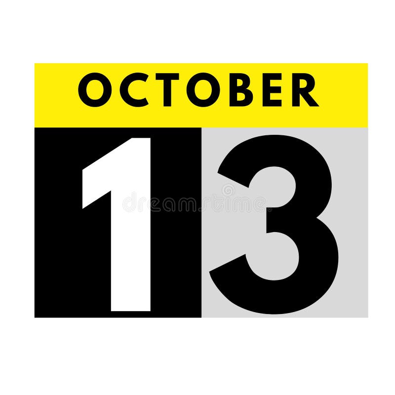 October 13 . Flat daily Calendar Icon .date ,day, Month Stock ...