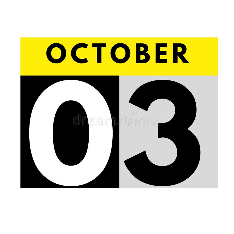 October 3 . Flat daily Calendar Icon .date ,day, Month Stock ...