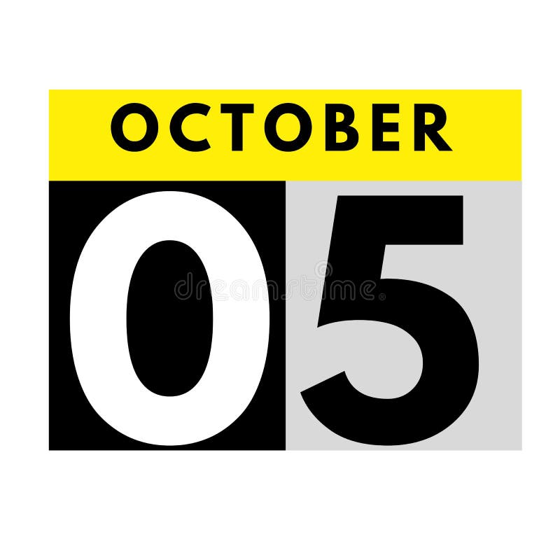 October 5 . Flat daily Calendar Icon .date ,day, Month Stock ...