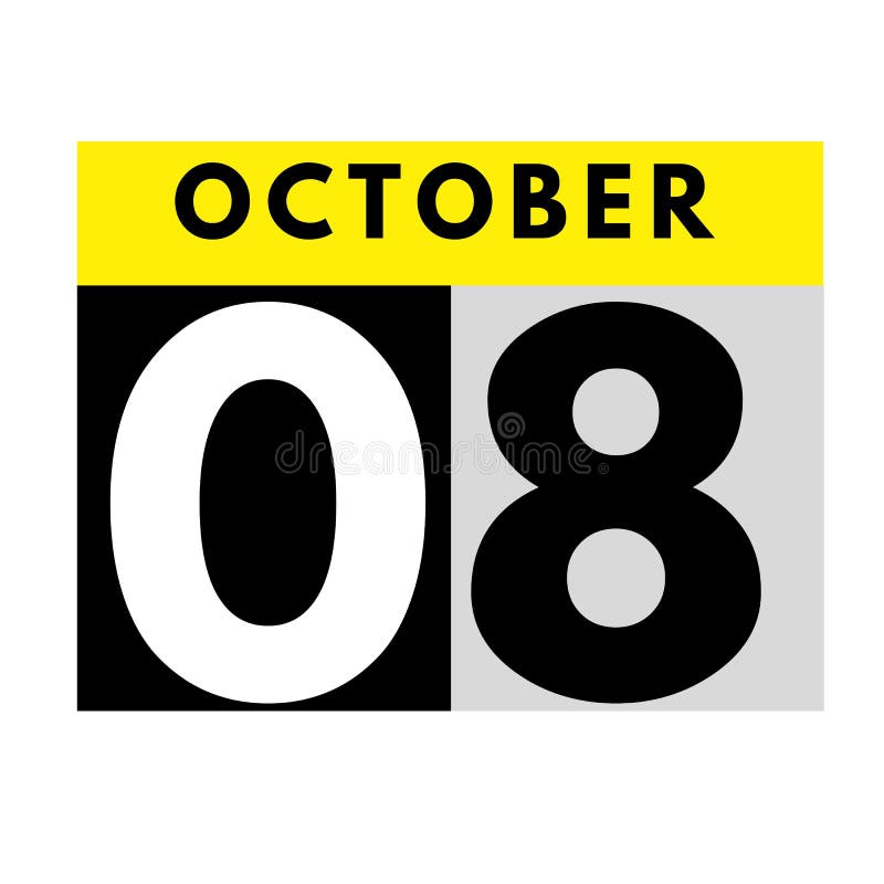 October 8 . Flat daily Calendar Icon .date ,day, Month Stock ...