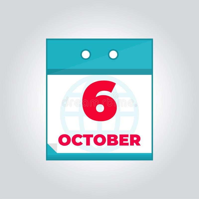 6 October Flat Vector daily Calendar Icon Stock Vector - Illustration ...