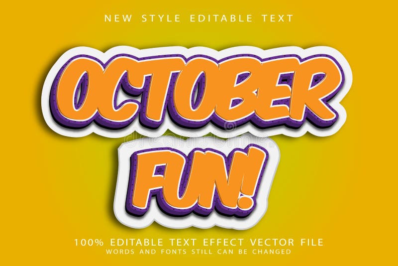October Fun Editable Text Effect 3D Emboss Modern Style Stock Vector ...