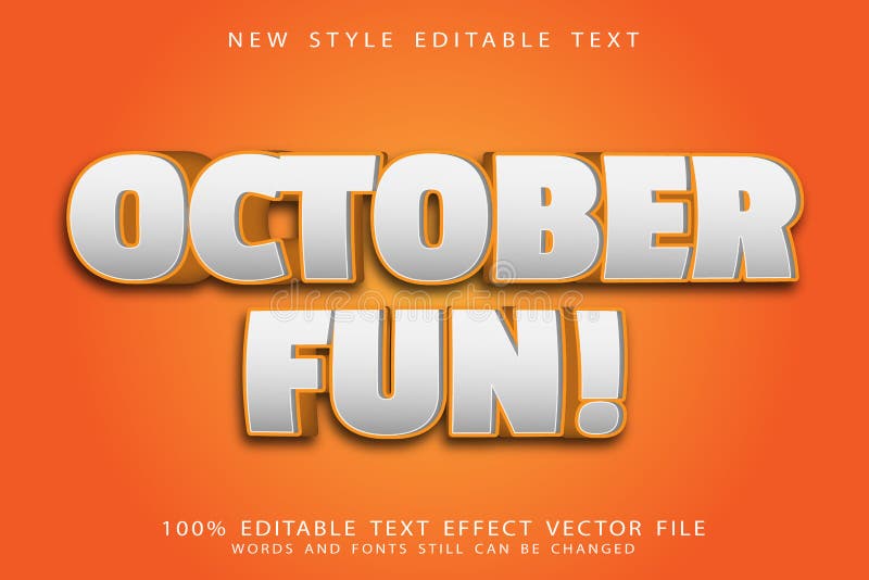 October Fun Editable Text Effect Emboss Modern Style Stock Vector ...