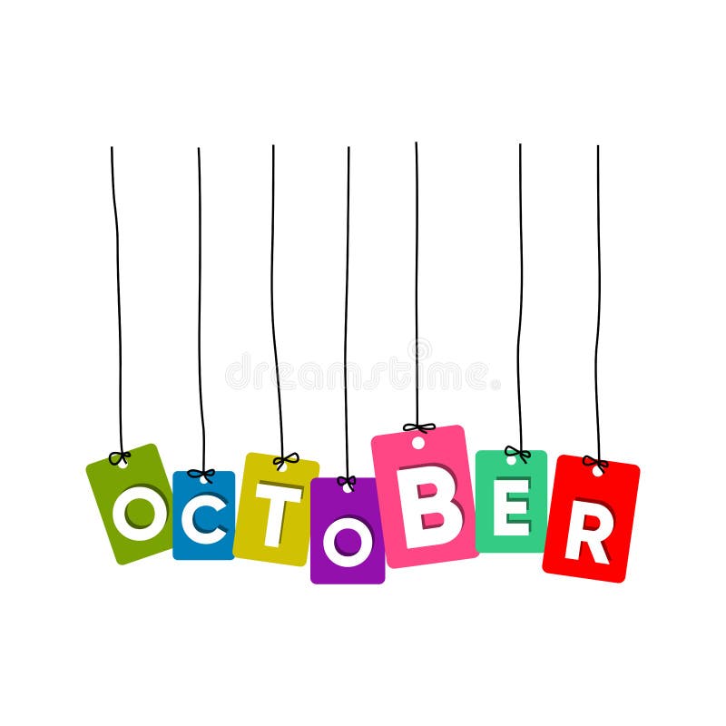 October Hanging Words Vector, Colourful Words Vector, Name of Months ...