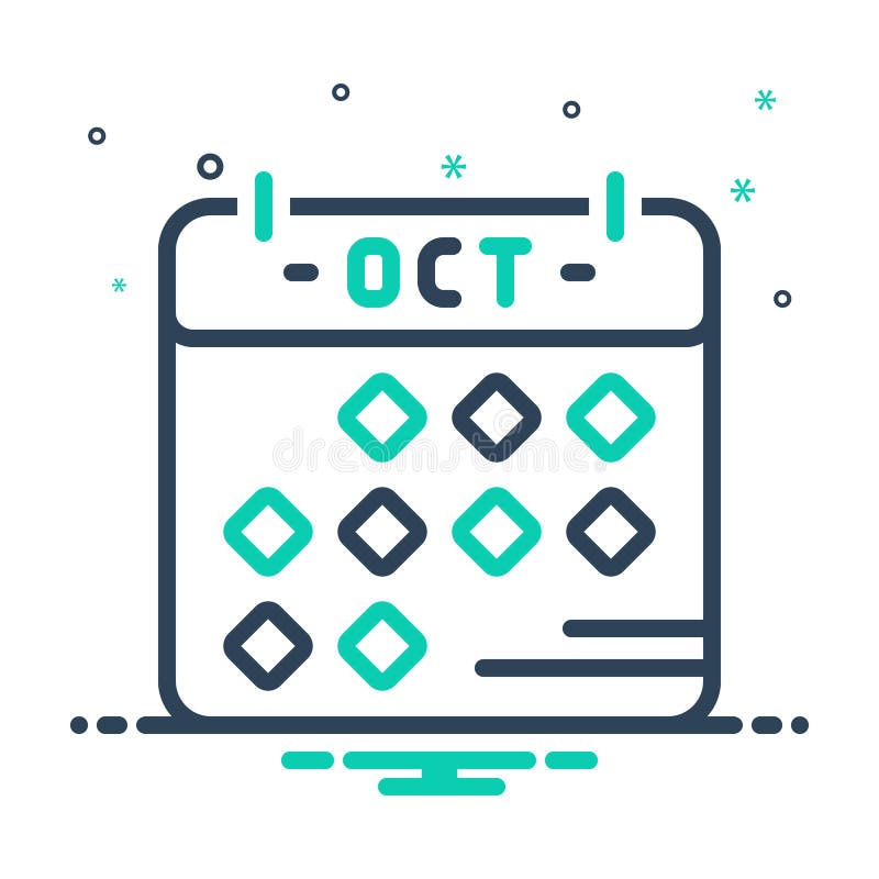 Mix Icon for October, Organizer and Month Stock Vector - Illustration ...