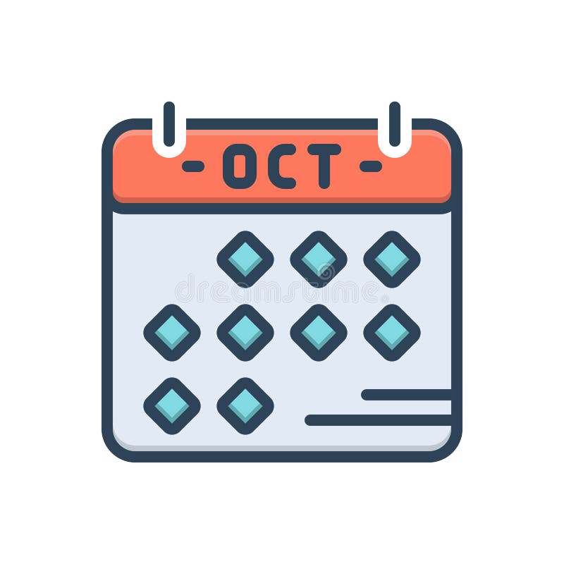 Color Illustration Icon for October, Oct and Book Stock Illustration ...