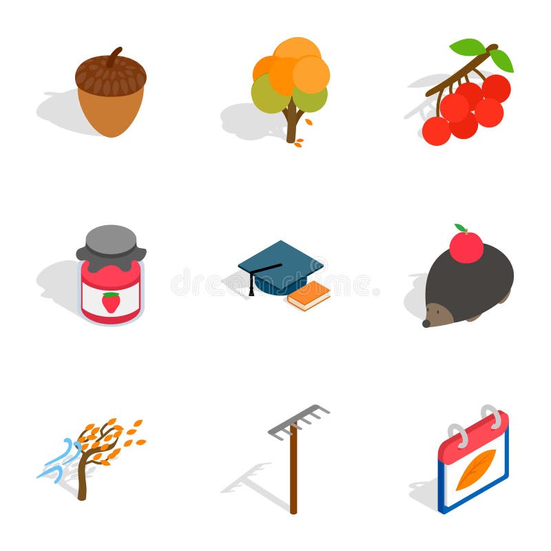 October Icons, Isometric 3d Style Stock Vector - Illustration of ...