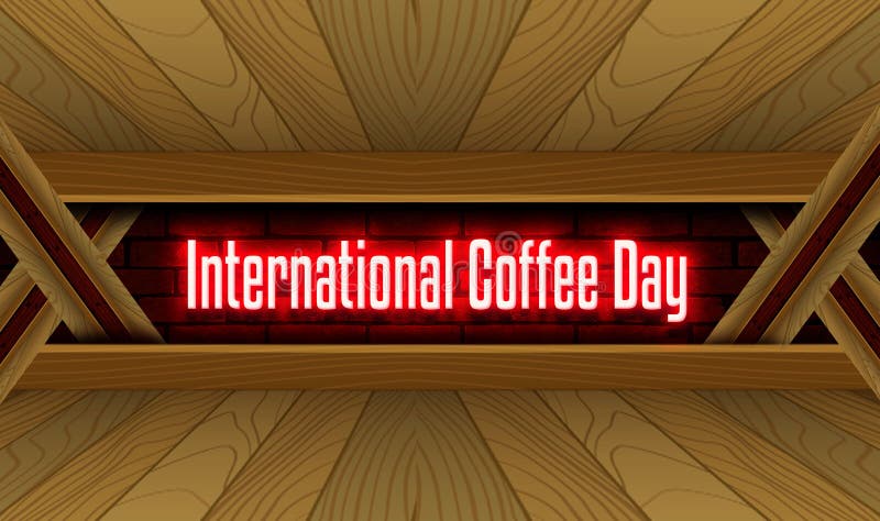 October, International Coffee Day, Neon Text Effect on Bricks ...