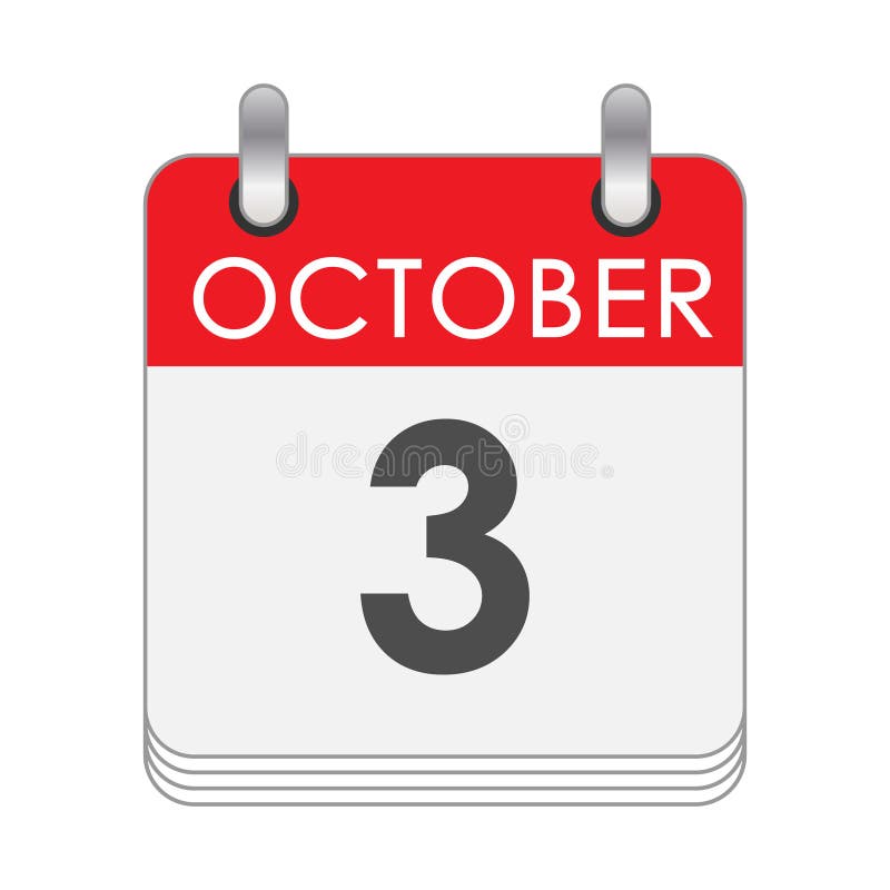 October 3. a Leaf of the Flip Calendar with the Date of October 3 Stock ...