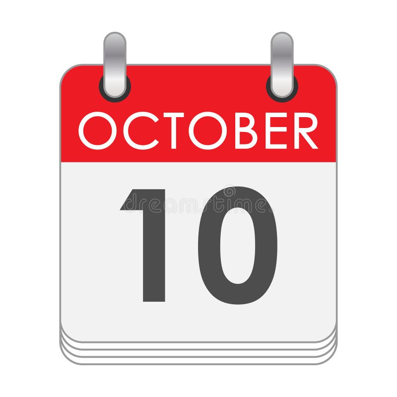 October 10. a Leaf of the Flip Calendar with the Date of October 10 ...