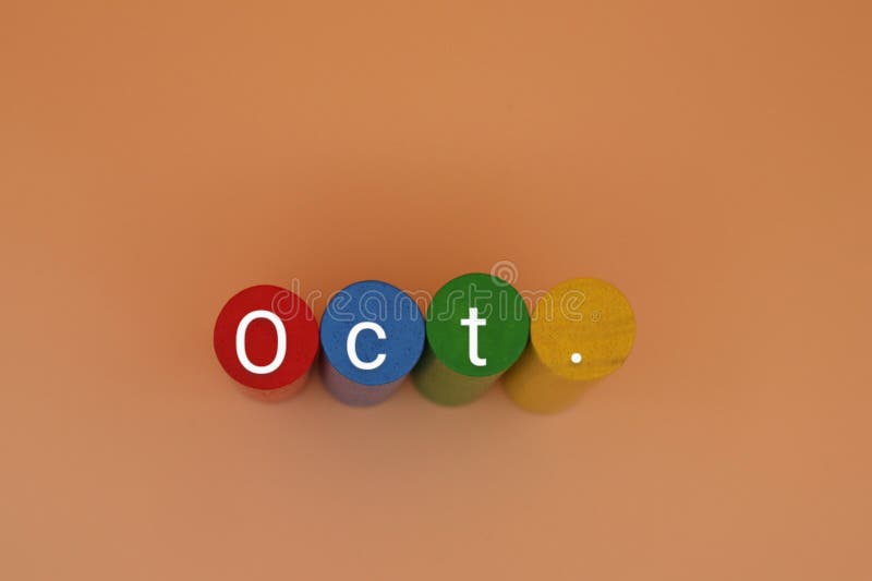 A Photo of October Letters on Building Blocks Stock Image - Image of ...