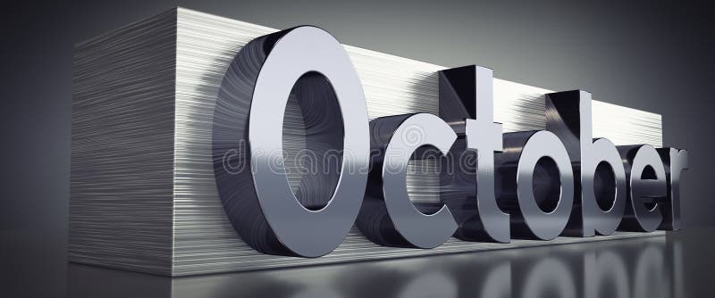 October - Metal Typographical Concept Stock Illustration - Illustration ...