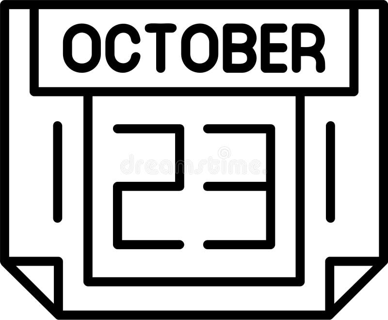 23 October Outline Vector Icon Stock Vector - Illustration of date ...