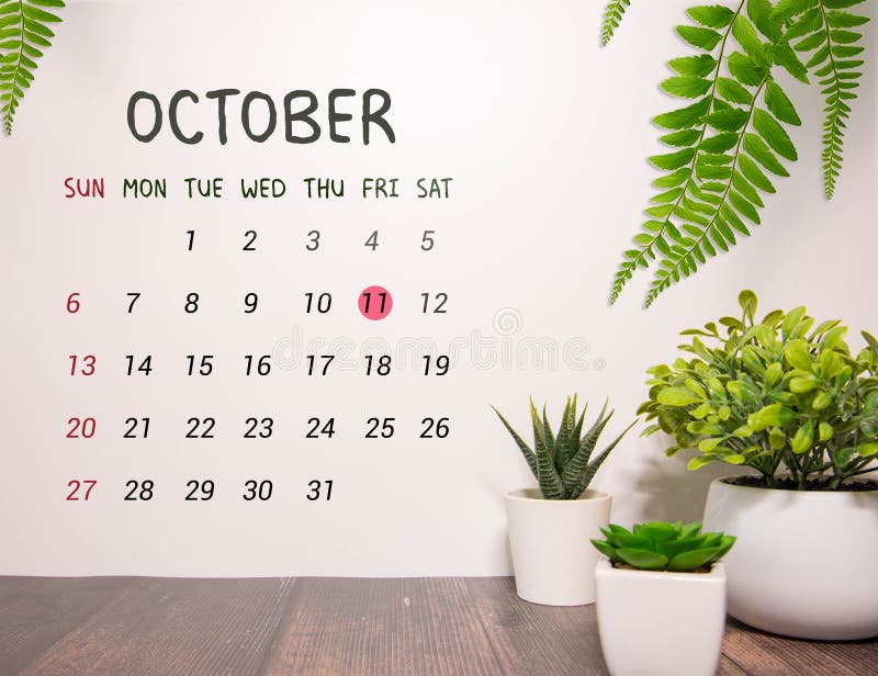 October Month, Appointment Date with Number Cube Design. Date 11. Stock ...