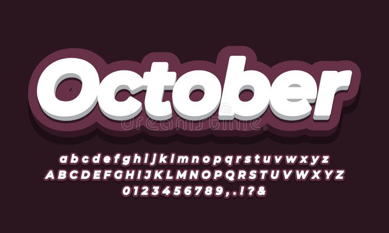 October Month Text 3d Purple Design Stock Vector - Illustration of ...