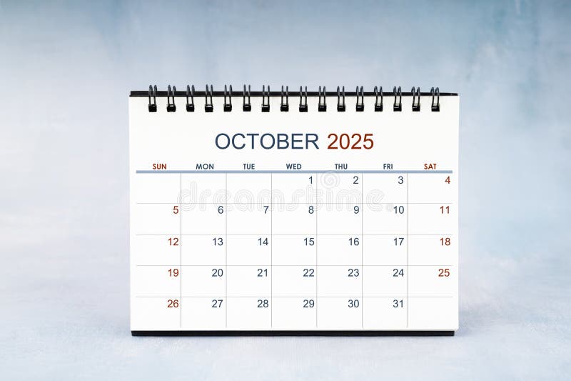 October 2025 Monthly Calendar on Vintage Wall, Front View Stock Image ...