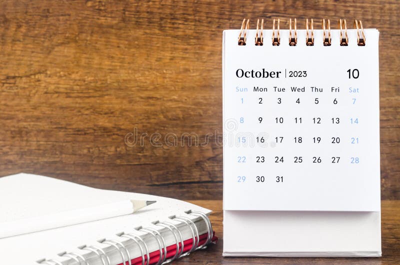 The October 2023 Monthly Desk Calendar for 2023 Year with Diary Stock ...