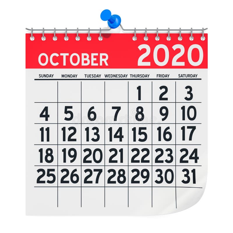 October 2020 Colorful Wall Calendar, Week Starts on Sunday Stock Vector ...