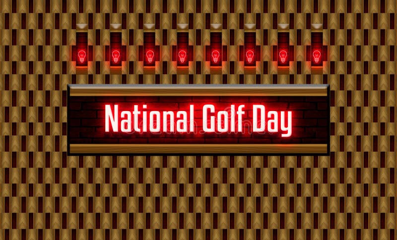 October, National Golf Day, Neon Text Effect on Bricks Background Stock ...