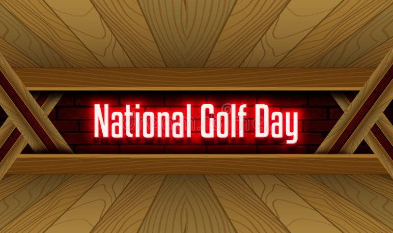 October, National Golf Day, Neon Text Effect on Bricks Background Stock ...