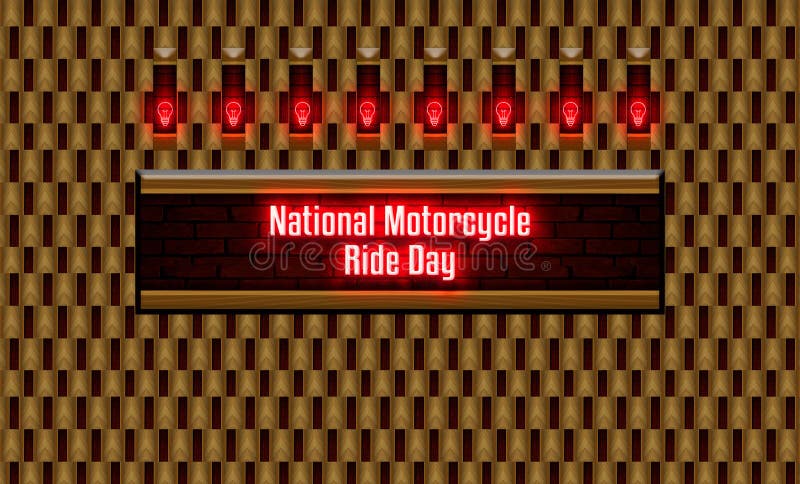October, National Motorcycle Ride Day, Neon Text Effect on Bricks ...