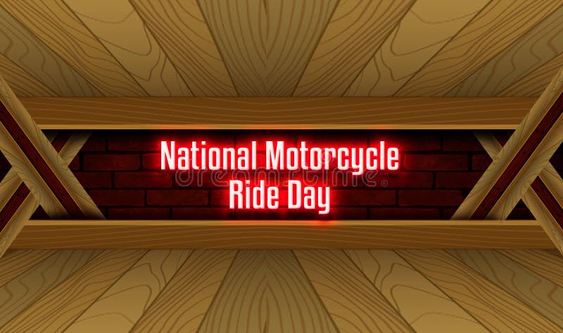 October, National Motorcycle Ride Day, Neon Text Effect on Bricks ...