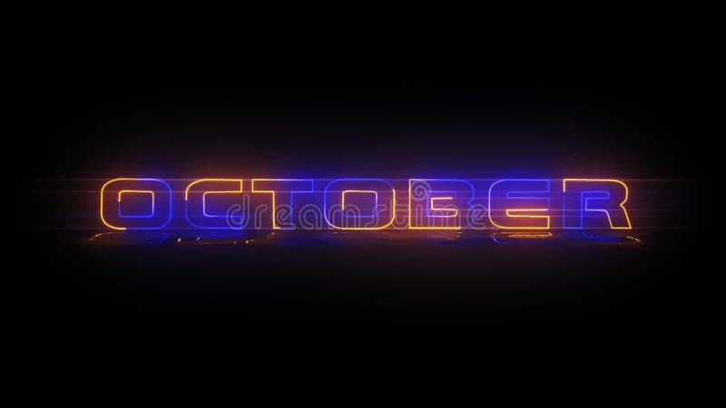 October - Neon Text Animation on Black Screen Stock Footage - Video of ...