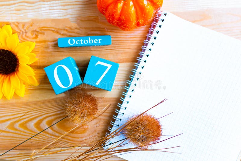 October 7, Number Cube Design in Rural Concept. Stock Photo - Image of ...