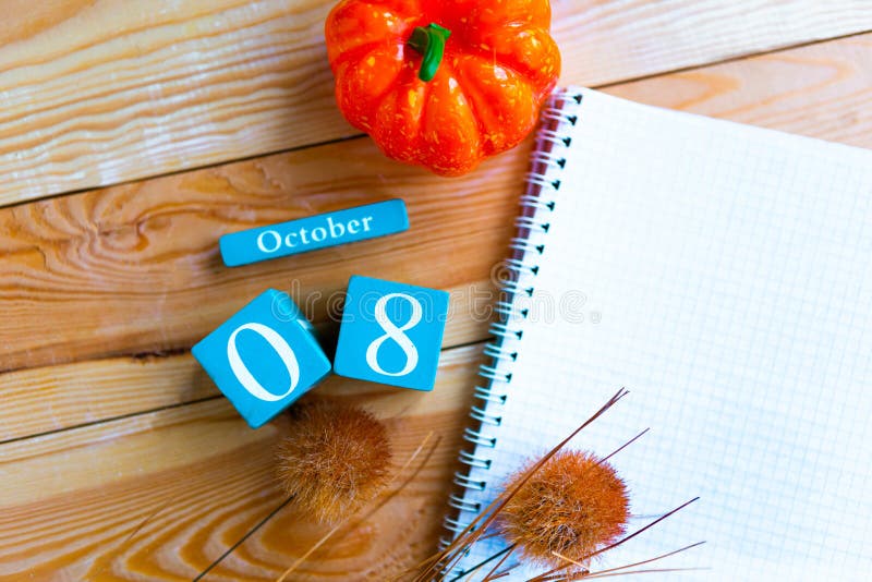 October 8, Number Cube Design in Rural Concept. Stock Photo - Image of ...