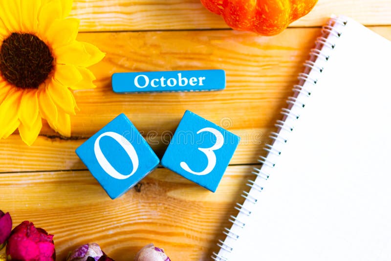 October 3, Number Cube Design in Rural Concept. Stock Photo - Image of ...