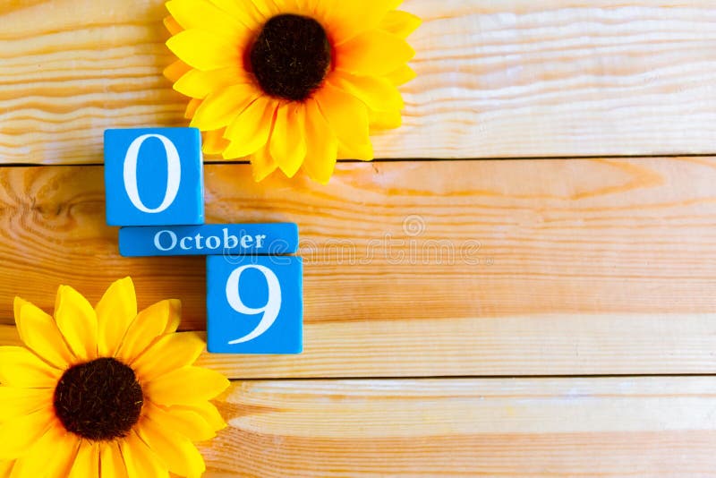 October 9, Number Cube Design in Rural Concept. Stock Photo - Image of ...