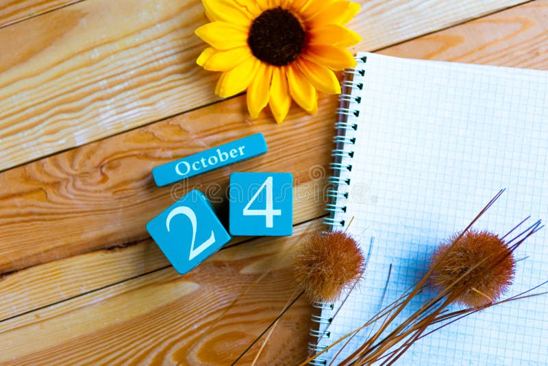 October 24, Number Cube Design in Rural Concept. Stock Photo - Image of ...