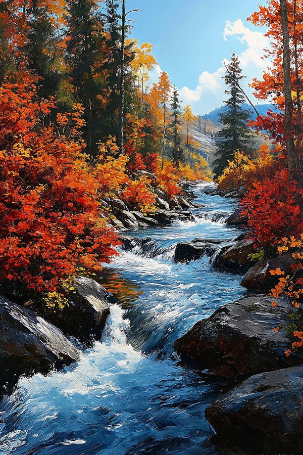October Oasis: a Serene Stream Forest in Utah S Warm Rendition O Stock ...