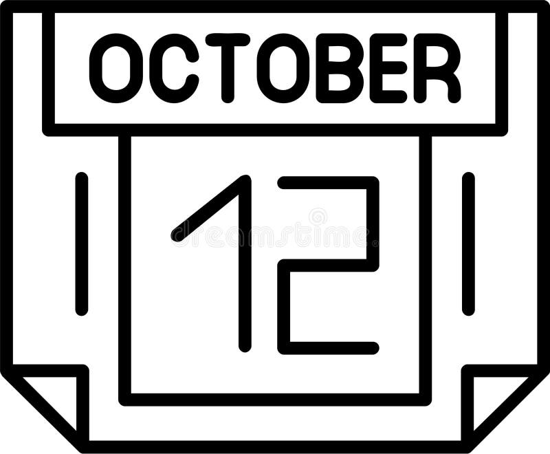12 October Outline Vector Icon Stock Vector - Illustration of planner ...
