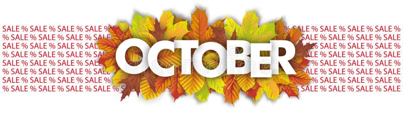 October Percent Sale Autumn Foliage Header Stock Vector - Illustration ...