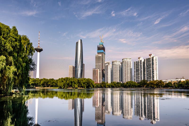 Youth Park, Shenyang, China Stock Image - Image of skyscrapers ...