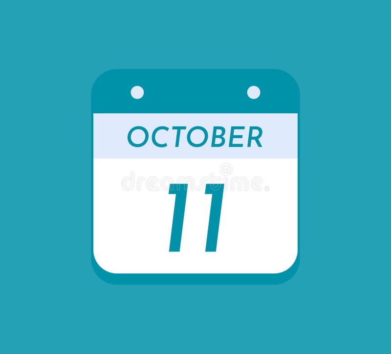 October 11 Single Day Calendar, 11 October Stock Vector - Illustration ...