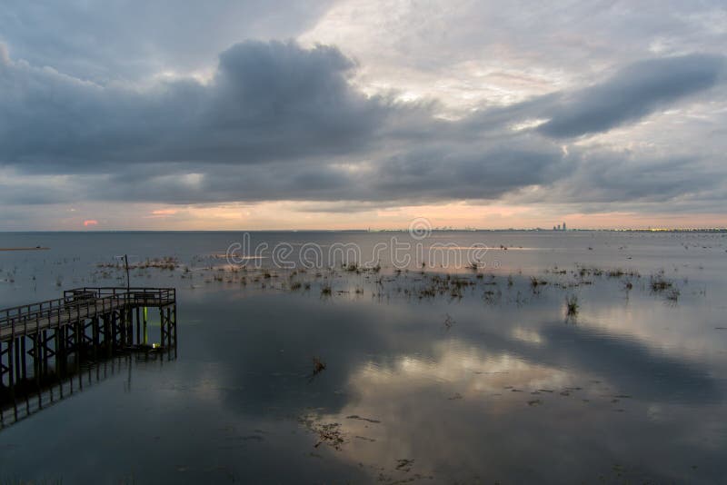 October Sunset on Mobile Bay, Alabama Stock Photo - Image of county ...