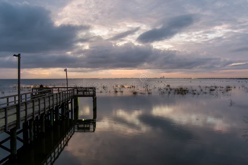October Sunset on Mobile Bay, Alabama Stock Image - Image of evening ...