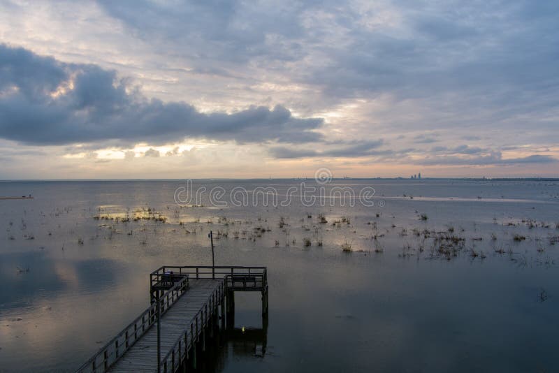 October Sunset on Mobile Bay, Alabama Stock Image - Image of beach ...