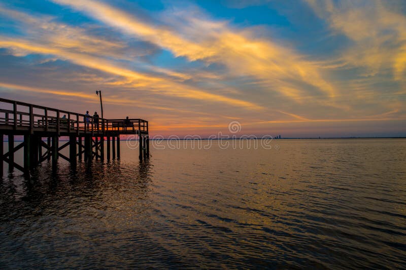 October Sunset on Mobile Bay from Daphne, Alabama Stock Photo - Image ...
