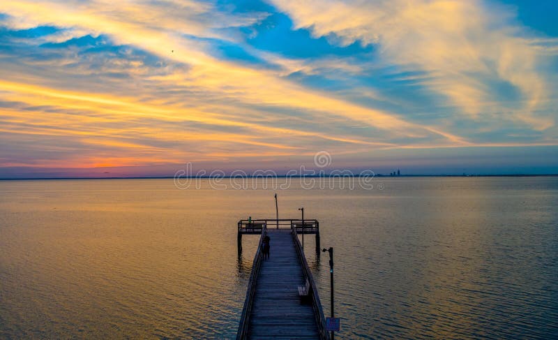October Sunset on Mobile Bay from Daphne, Alabama Stock Image - Image ...