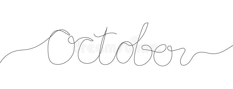 October Text Continuous Line. Line Month Holiday Theme Element for ...