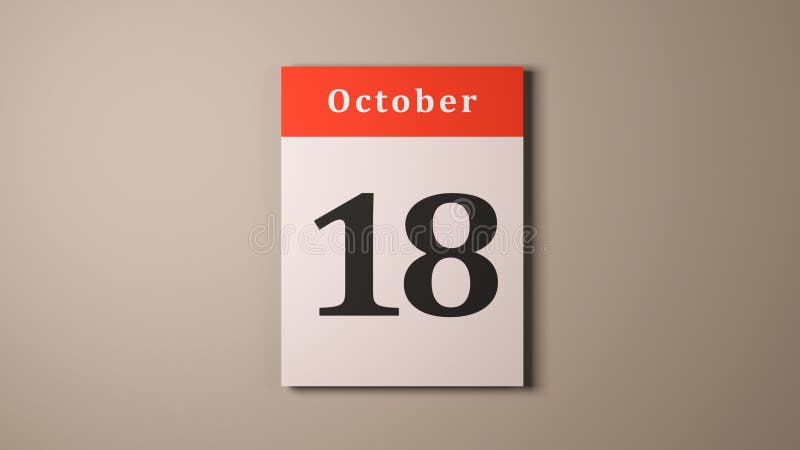 October 18th Alaska Day Calendar Page Cream Background Stock Image ...